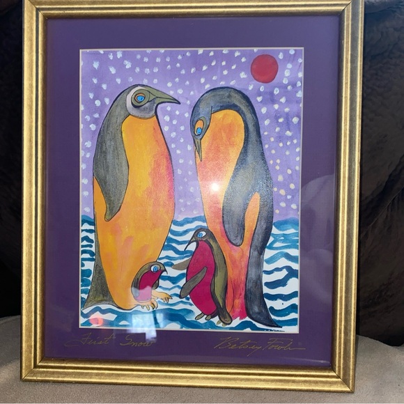 Wall Decor | Betsey Fowler Watercolor Print Penguinsfirst Snow Beach ...